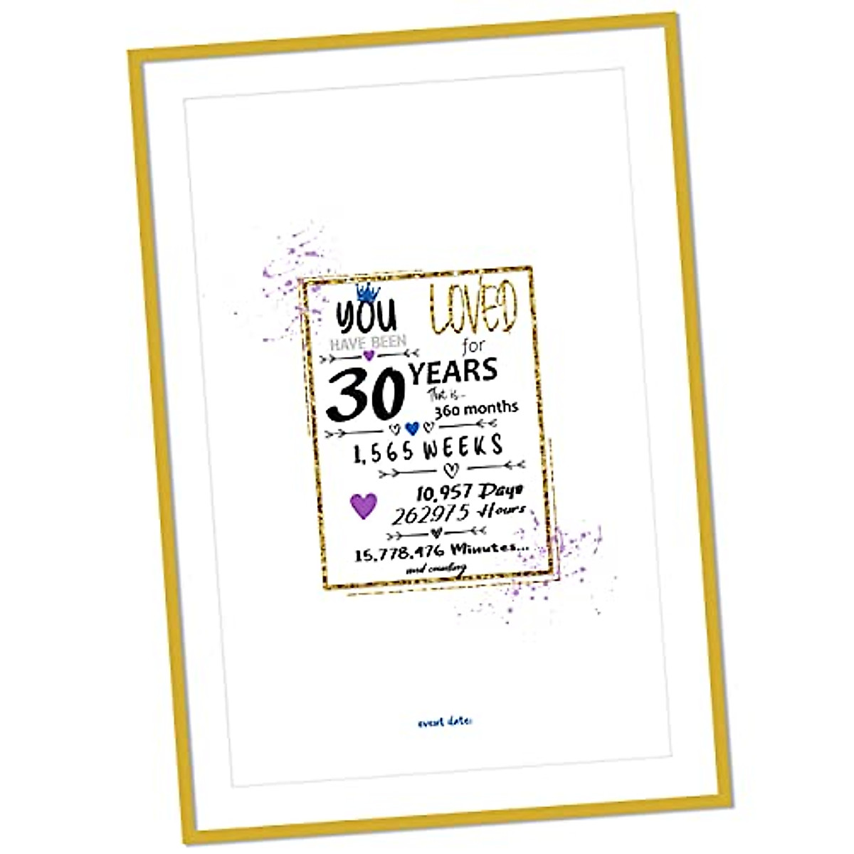 30th Birthday Party Guest Book Poster - Table Centerpiece Decoration Banner for Women or Men Turning 30 years old - Sweet Guest Book Alternative - 11x17 In Art Anniversary Keepsake Sign for Wishes