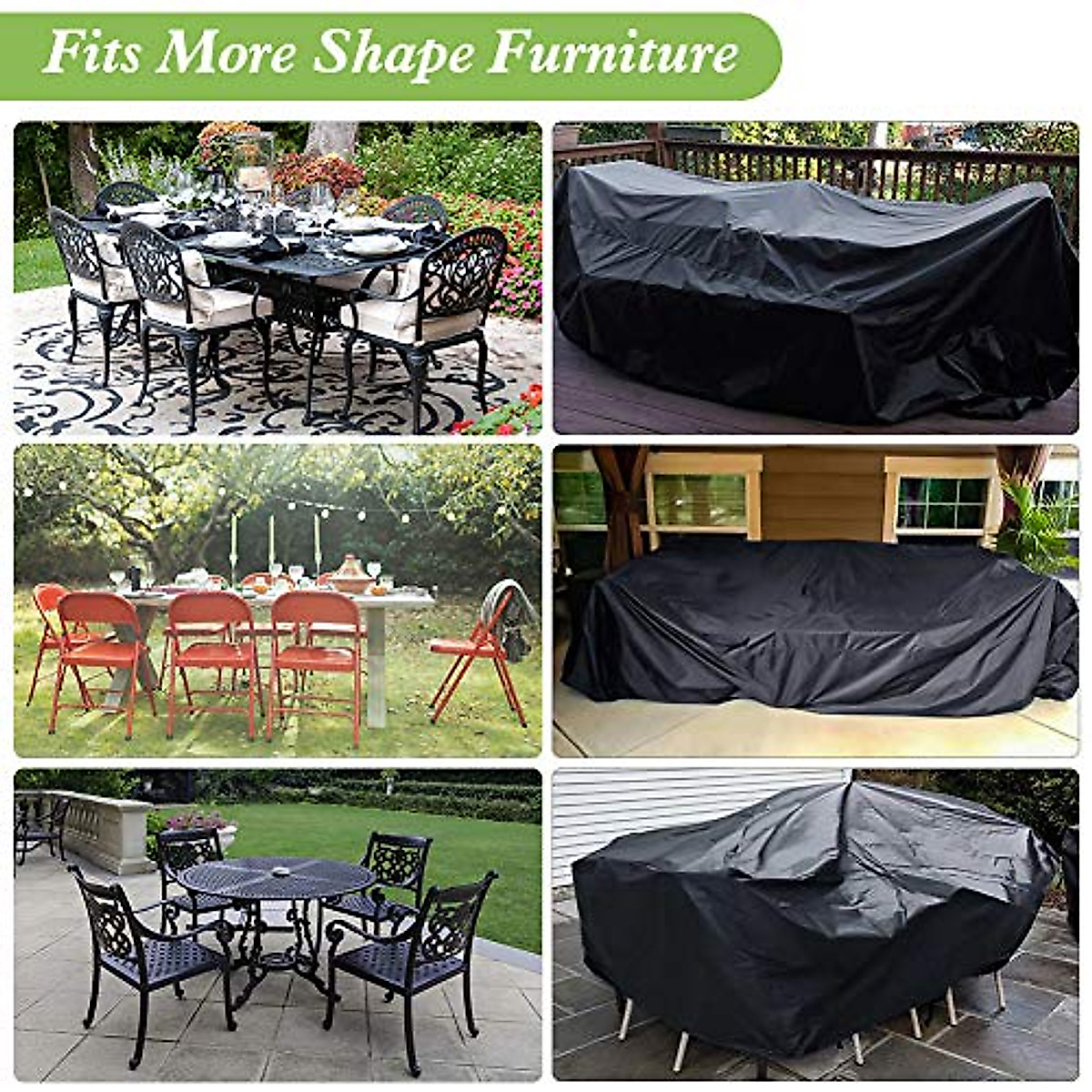 KANSING Upgraded Patio Furniture Covers,Tough Oxford Outdoor Furniture Set Covers Waterproof,Windproof / Tear-Resistant,Outdoor Furniture Cover for Rectangular/Oval Table,4-8 Seats,90x56x27.5 Inch