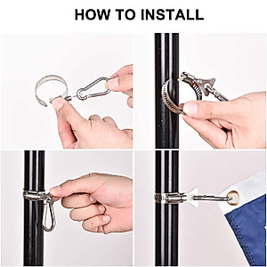 Universal Boat Flag Marine 12"x18" with 4 Boat Flag Pole Kits USA Flag with 50 Embroidered Stars American Boat Flag