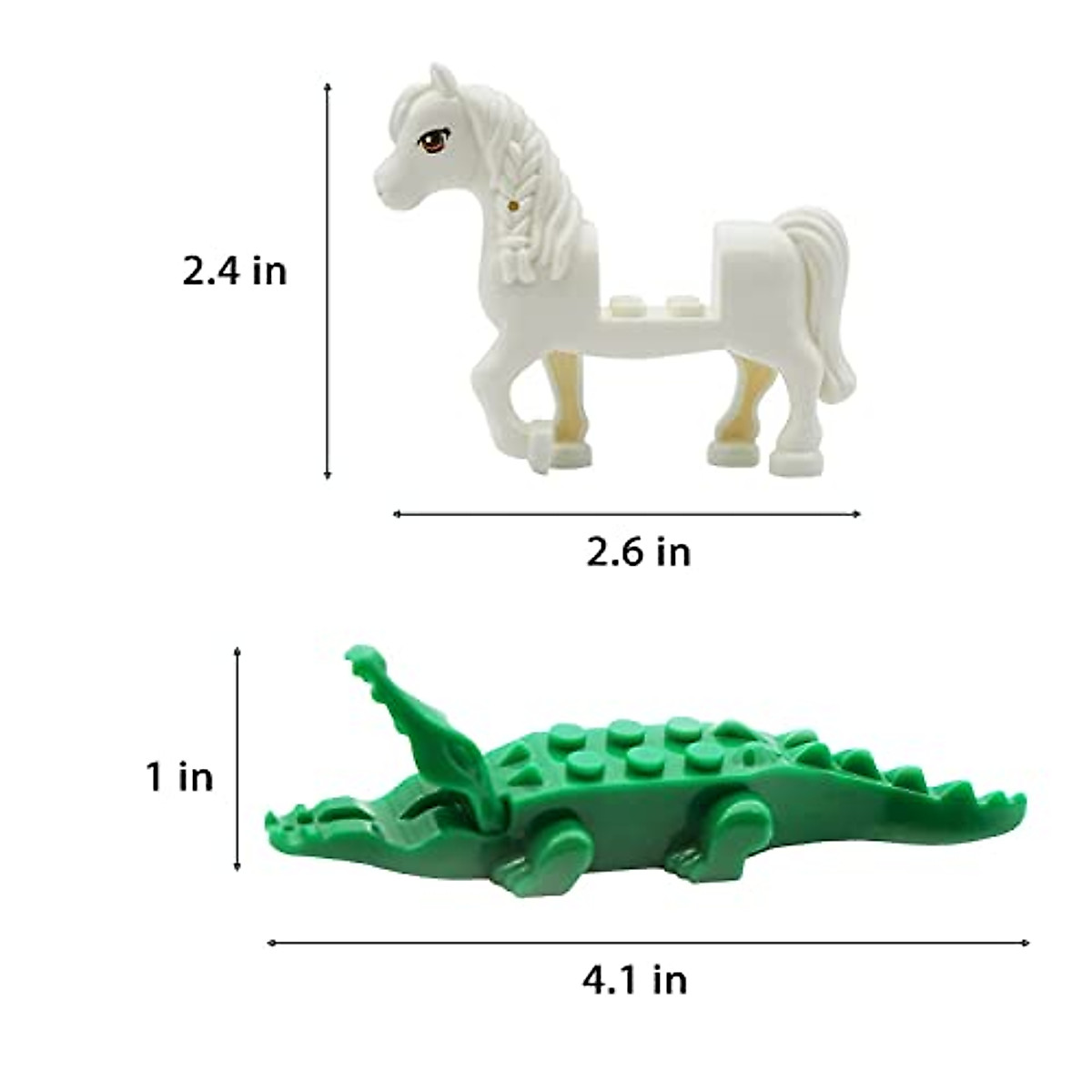 PIPART Friend Animal Figures 24 Pieces Building Blocks Accessories Pack, Horse, Dog, Cat, Pig, Chicken, Rabbit, Bear, Bird, Fish, Crab, Snake, Frog, Crocodile, Farm and Sea Animal Zoo