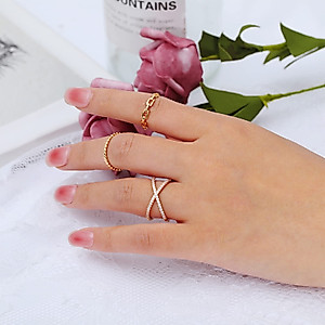 TOBENY 8PCS 14K Plated Gold Rings for Women Stackable Knuckle Rings Gold Silver Size 4 to Size 11 Rings 1.5mm- 3.8mm Midi Stacking Eternity Wedding Rings