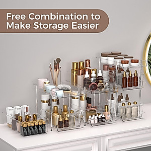 3 Tier Clear Bathroom Organizers, Pull Out Organizers and Storage, Slide Out Acrylic Drawer Organizer with 6 Dividers, Multi-Purpose Bathroom Organizer, Under Sink Organizer, Medicine Cabniet Bins