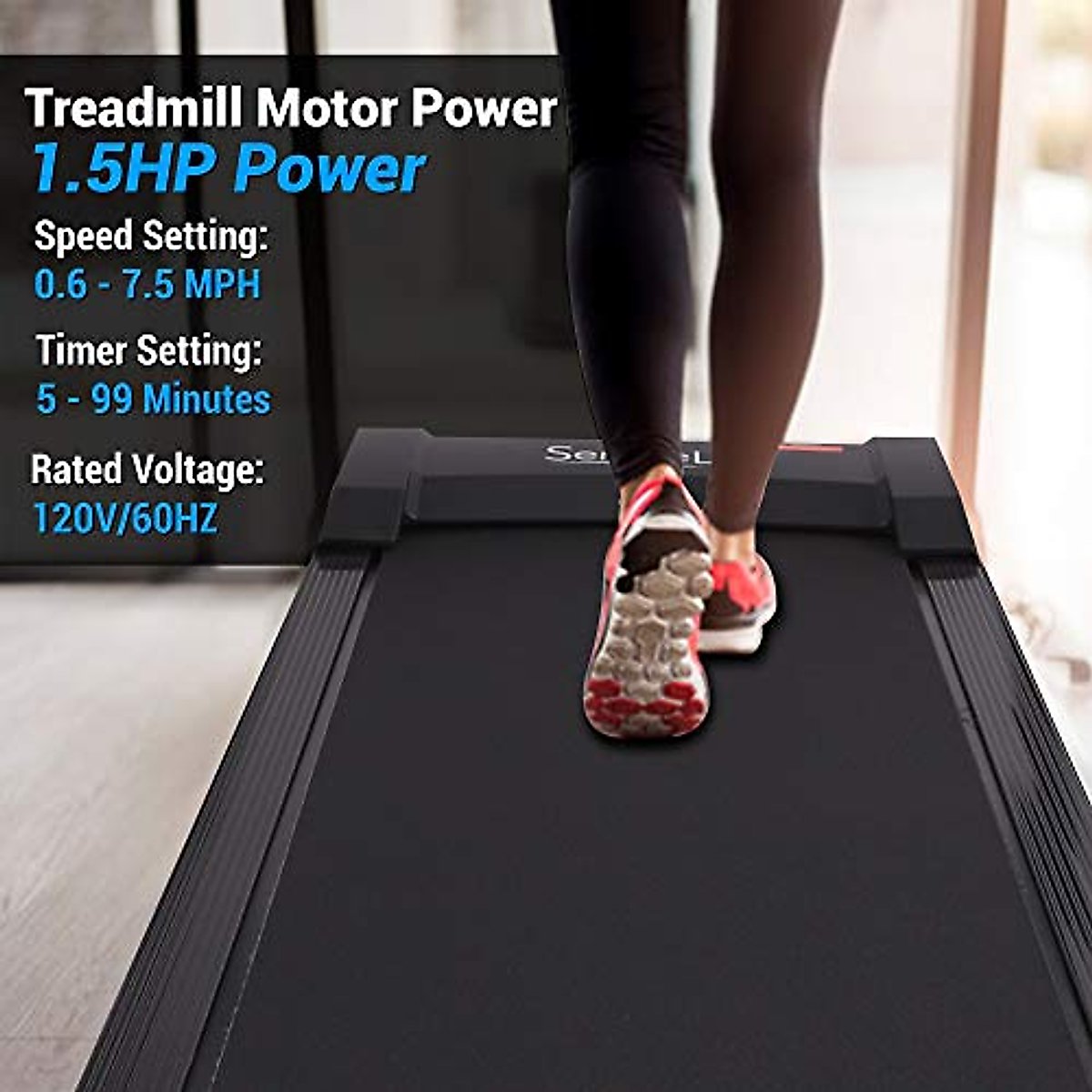 SereneLife Smart Digital Folding Treadmill - Electric Foldable Exercise Fitness Machine, Large Running Surface, 3 Incline Settings, 12 Preset Program, Sports App for Running & Walking (SLFTRD30)