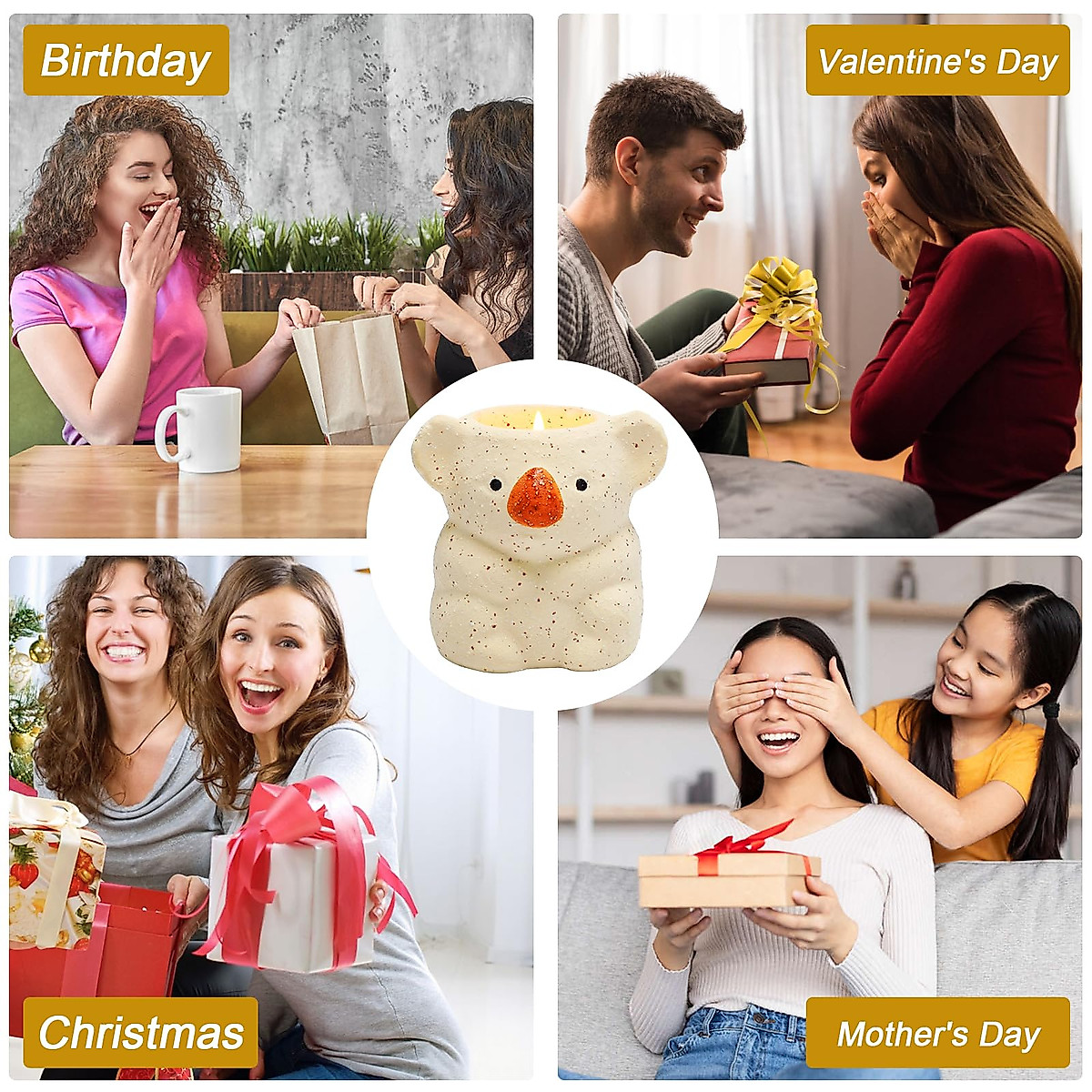 ETAKISH Vanilla Candles Highly Scented Gift Set for Women, Cute Koala Aromatherapy Jar Candle 6 oz 35 Hours Burn, Hand Poured Soy Wax Candle for Christmas Birthday Valentine Mother's Day