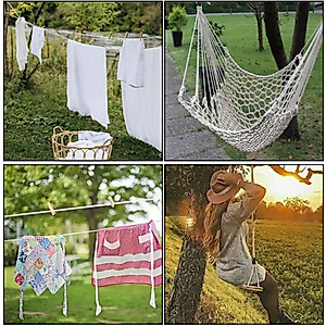 ZOENHOU 328 Feet 1/4 Inch White Natural Cotton Rope, Solid Clothesline Rope, Strong Bearing Hanging Rope Laundry Line Dryer Rope for Laundry Line, DIY Crafts, Art Projects, Garden Decor