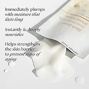 MOTHER MADE Korean Face Mask 10 Sheets with Snail Collagen Vitamin C & D | Hydrating Sheet Masks | Anti-aging Anti-Wrinkle Korean Skincare Facial Treatment | Snail Secretion Filtrate 10,000ppm