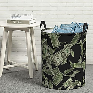 Dollar Sign Money Circular Laundry Hamper Print Hamper Freestanding Laundry Basket Collapsible Laundry Hamper 2 Sizes S/M