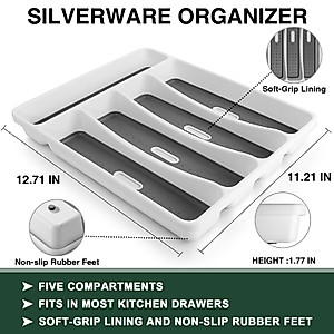 48-Piece Black Silverware Set with Organizer, Black Flatware Set with Steak Knives for 8, Food-Grade Stainless Steel Tableware Cutlery Set, Mirror Finished Utensil Sets for Home Restaurant
