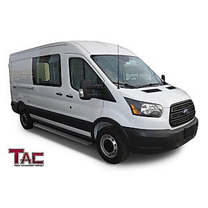 TAC 6.5” Running Boards Fit 2015-2023 Ford Transit Van (Exclude 2022-2023 E-Transit) 148" Wheel Base Full Size Utility Black Rattler Steel Side Steps Nerf Bars Step Rails Off Road Accessories 2 Pcs