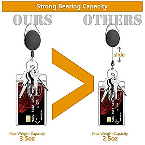 Retractable Badge Reel with Carabiner Belt Clip and Key Ring for ID Card Key Keychain Badge Holder Black 10 Pack by NATUREBELLE