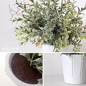 PENGYEE 4 Pack Small Fake Plants, Artificial Plants Indoor for Home Decor, Small Faux Plants Indoor, Fake Plants in White Pot for Bathroom Bedroom Kitchen Office Farmhouse Room Shelf Decor