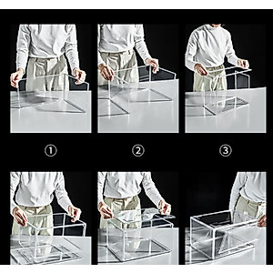 Sscp Shoe Storage Box Fit Size 11, Clear Plastic Stackable Shoe Organizer for Closet, Space Saving Foldable Shoe Rack Sneaker Container Bin Holder, (1pack)