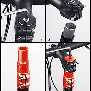 catazer Bicycle Handlebar Extension Bike Stem Riser MTB Fork Stem Extender Adapter for 1-1/8" 28.6mm Fork Mountain Bike, Road Bike, MTB BMX Folding bike (Red)