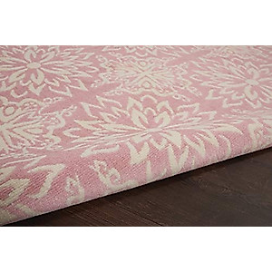 Nourison Jubilant Floral Ivory/Pink 5'3'' x 7'3'' Area--Rug, Easy--Cleaning, Non Shedding, Bed Room, Living Room, Dining Room, Kitchen (5x7)