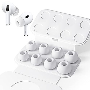 Seltureone 4 Pairs Replacement Ear Tips for Airpods Pro/Airpods Pro 2 with Noise Reduction Hole, Non-Slip Soft Silicone Airpods Pro Replacement Ear Tips with Portable Storage Box (XS/S/M/L)
