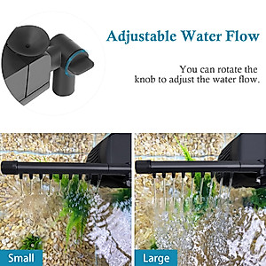FEDOUR 4W 5W Adjustable Aquarium Internal Filter, Submersible Filter with Spray Bar, Water Pump for 1-40 Gallon Fish and Turtle Tank (for 5-40 gallon)