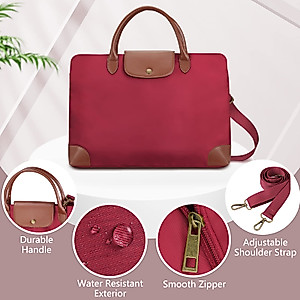 Fintie Laptop Tote Bag 15.6 Inch Computer Bag Teacher Work Handbag Business Office Travel Shoulder Messenger Bag, Burgundy