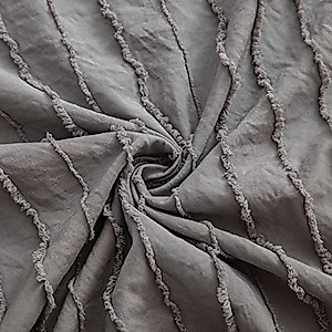 JELLYMONI 2 Pack Grey Pillowcases Standard Size, Soft Microfiber Striped Tufted Pillow Covers with Envelope Closure (Pillows are not Included)