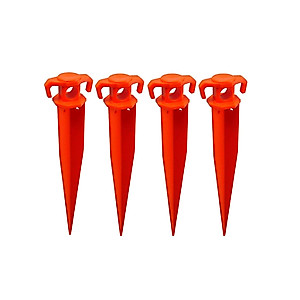 THE UM24 Pack of 4-11” Ground Stake Stick Strong Outdoor Camping Tent Or Garden Pegs– Orange (11 inches - 4PC)