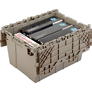 Monoflo Global Industrial Distribution Container With Hinged Lid, 21-7/8x15-1/4x12-7/8, Gray