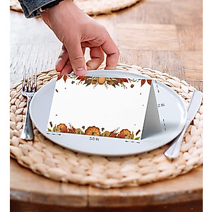 Thanksgiving Place Cards (3.5 x 2 in) 25 pcs, Table Name Cards for Thanksgiving Party, Seating Name Cards, Food Labels, Scored for Easy Folding, Thanksgiving Party Supplies, Fiesta Party - SJK008