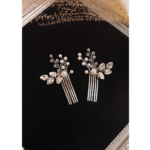 Kercisbeauty 2pcs Silver Hair Pins for Women Wedding Bridal Hair Piece Set Pearl Jewelry for Women Special Occasion