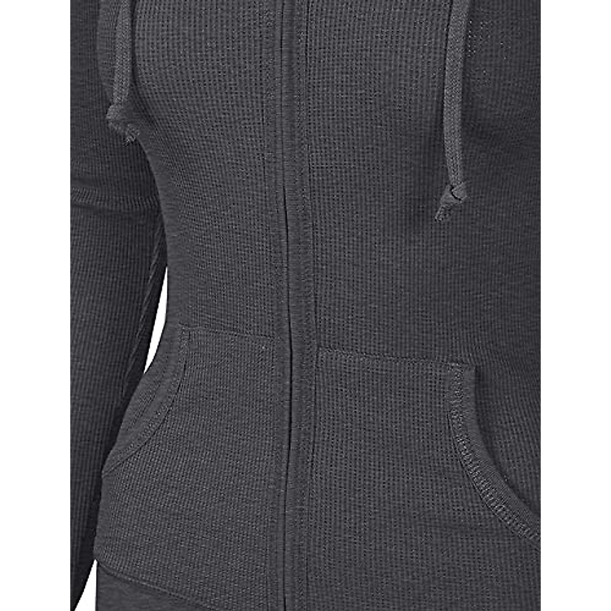 OLLIE ARNES Women's Thermal Long Zip Up Hoodie Jacket Sweatshirt Charcoal L