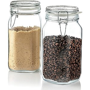 Bormioli Rocco Fido Clear Glass Jar with 85 mm Gasket, 1.5 Liter (Pack of 2)
