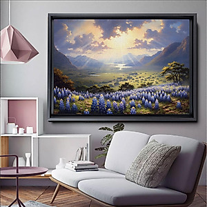 Enchanting Texas, Native Texas Hill Country Bluebonnet Landscape - Fine Art Print Mounted in a White Mat Board