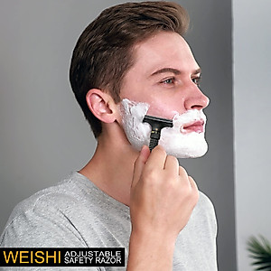 WEISHI Butterfly Open Double Edge Safety Razor Nostalgic Adjustable Matte Black