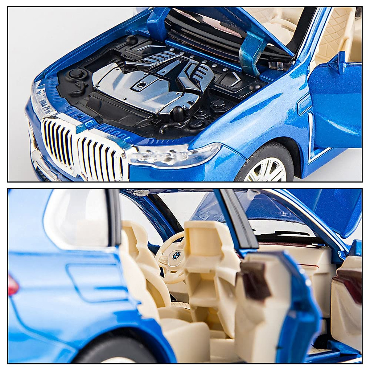 BDTCTK 1/24 Compatible for X7 SUV Model Car Toy Diecast Toy Cars, Zinc Alloy Pull Back Toy car with Sound and Light for Kids Boy Girl Gift(Blue)