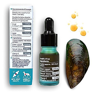 Kōrure Pets Dog Hip and Joint Care, Green Lipped Mussel Oil, for Joint Health, Joint Flexibility, Mobility Support, Made in New Zealand, 0.3 Fl Oz / 1 Fl Oz (9ml/ 0.3 Fl Oz)