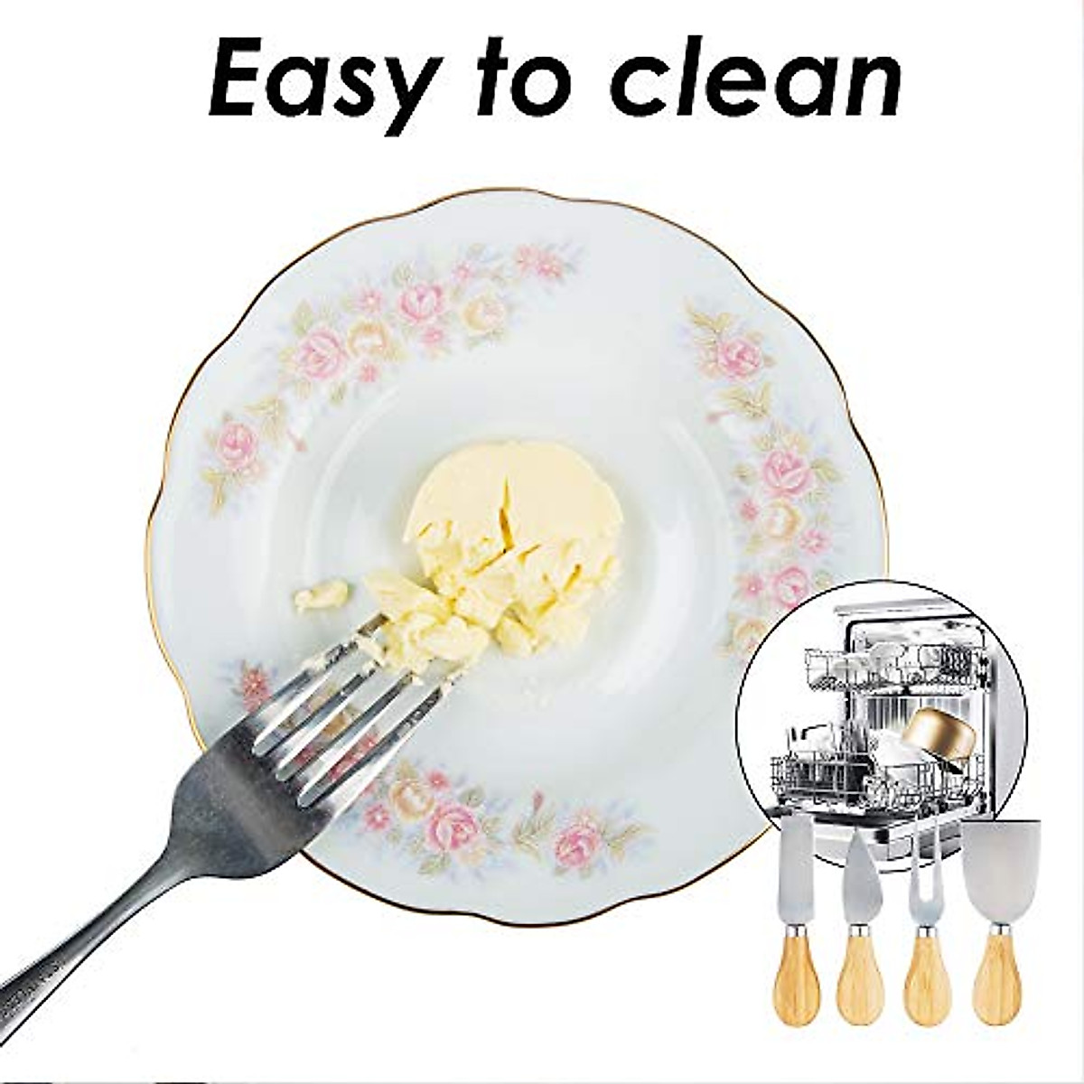 Set of 8, Wood Handle Cheese Knives and Spreaders, DaKuan Cheese Slicer Cheese Cutter Condiment Knives Set