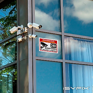 iSYFIX Video Surveillance Warning Sign Sticker - 2 Pack 10x7 inch – Premium Self-Adhesive Vinyl, Laminated for Ultimate UV Protection, Weather, Scratch, Water & Fade Resistance, Indoor & Outdoor