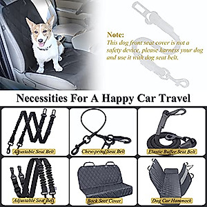 VIVAGLORY Dog Front Seat Cover with No-Skirt Design, 4 Layers Quilted & Durable 600D Oxford Seat Protector Against Fur & Dirt,Dog Car Seat Cover with Anti-Slip Backing for Most Cars, SUVs & MPVs,Black