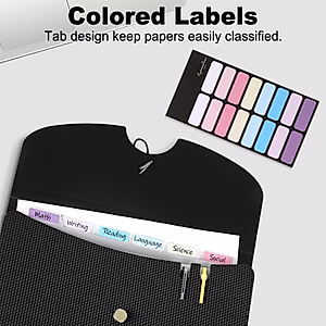 Sooez 7 Pocket Expanding File Folder, Premium Accordion File Organizer, Letter Size Folders for Documents, Sleek Filing Folders with Bungee Closure, Portable Folders for School Office Supplies, Purple