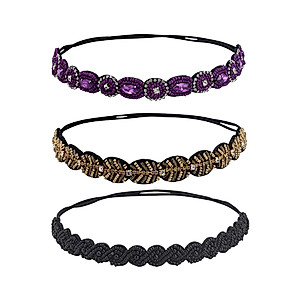 inSowni 7 Pack Handmade Rhinestone Jewled Beaded Headbands Hairbands Hair Accessories Headwraps for Women Girls Brides