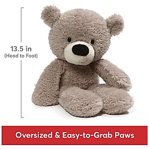 GUND Fuzzy Teddy Bear, Premium Stuffed Animal for Ages 1 and Up, Gray, 13.5”