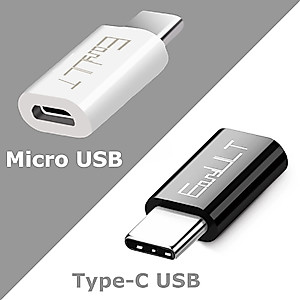 EasyULT USB C Adapter [2-Pieces] USB Type C to Micro USB Connector Adapter for New i/Pad, Samsung Galaxy S9/S8/Note 9/8, Huawei P40/Mate 20/10, LG etc (White Black)