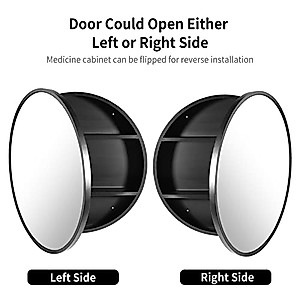 Movo 20 Inch x 20 Inch Round Bathroom Mirror Cabinet, Circular Medicine Cabinet, Wall Surface Mounted Storage Cabinet