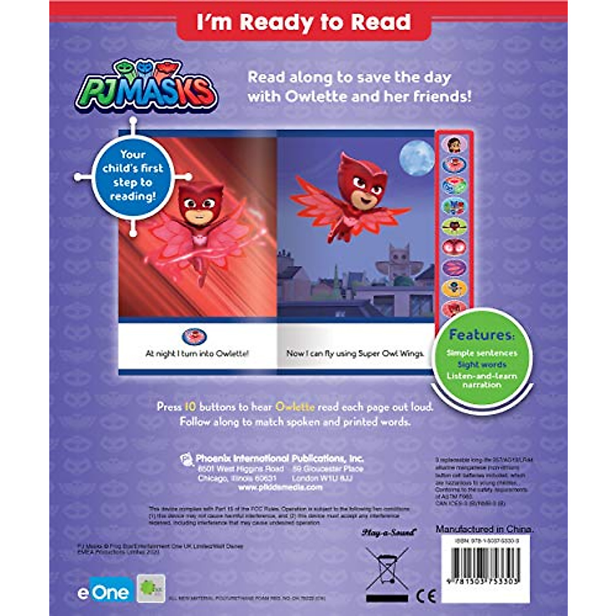 PJ Masks - I'm Ready to Read with Owlette Sound Book PI Kids