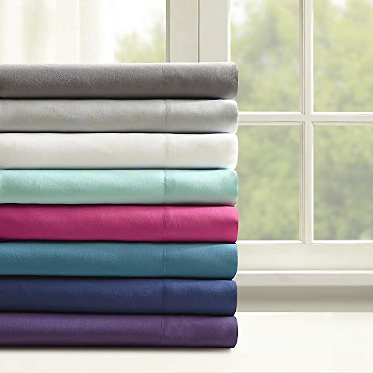 Comfort Spaces CS20-0118 Microfiber Set 14" Deep Pocket, Wrinkle Resistant All Around Elastic-Year-Round Cozy Bedding Sheet,6 pcs, Matching Pillow Cases, Queen, Aqua