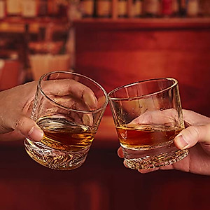 HAUNIO Whiskey Glasses Set of 4, 10 Oz Old Fashioned Crystal Whiskey Glasses with Eagle Pattern, Thick Bottom and Luxury Box for Scotch, Bourbon, Liquor, Cognac and Cocktails, Gifts for Father Men