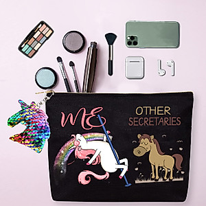 BoomBoomGifts Secretary's Day Gifts,Other Secretary Me Unicorn Makeup Bag Gifts,Other Secretary You Unicorn Gifts,Secretary Make up Bag,Other Secretary me Unicorn Mirror,Secretary Cosmetic Bag