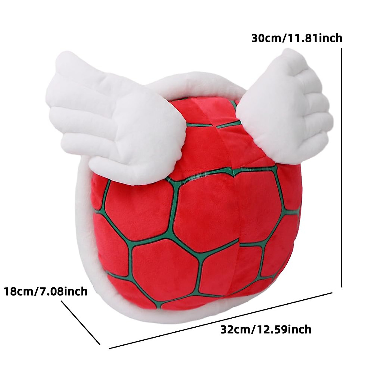 RGVV Koopa Paratroopa Backpack with White Wings Turtle Shell Red Soft Stuffed Cartoon Plush Toys 12“ (Red Troopa)