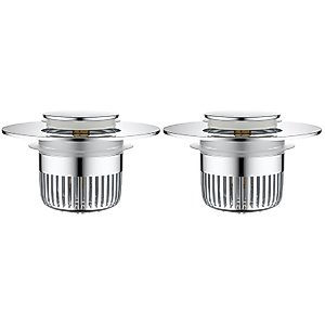 Angoily Kitchen Sink Stopper, 2pcs Sink Drain Strainer Shower, Silver Bathtub Drain Hair Catcher, Anti Clogging Bathtub Stopper, Universal Drain Stopper for Bathroom Washbasin
