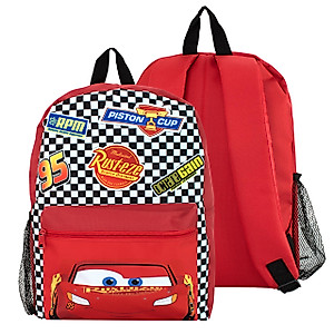 Disney Cars Backpack Set 4 Piece | Lightning McQueen Backpack Pencil Case Water Bottle and Lunch Bag | Children's Backpacks For School And Adventures | Official Cars Merchandise