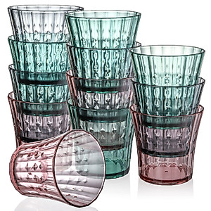 AVLA 12 Pack Plastic Water Tumblers, 10 OZ Unbreakable Acrylic Drinking Glasses, Transparent Reusable Juice Wine Cup, BPA-free Small Stackable Kids Drinkware for Home, Picnic, Party, Dishwasher Safe