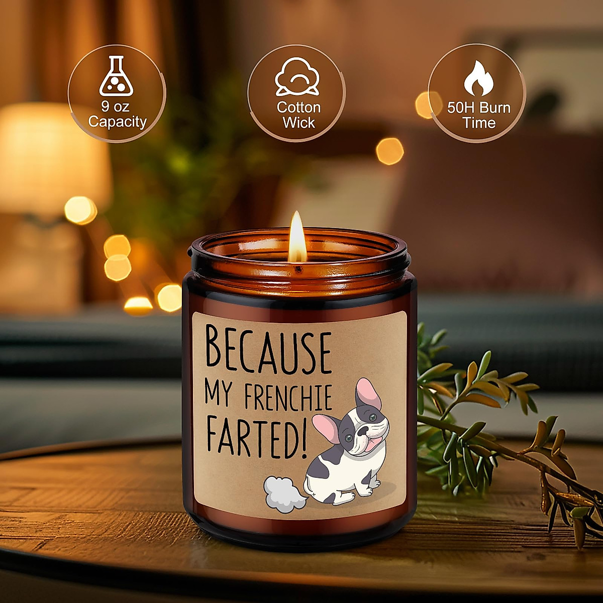 LEADO Candles, Frenchie Gifts for Women, Men - Funny Bulldog Gifts for Frenchie Owners, Frenchie Dad, Frenchie Mom Gifts - Christmas, Birthday Gifts for Frenchie Lovers, Bulldog Lover Gifts
