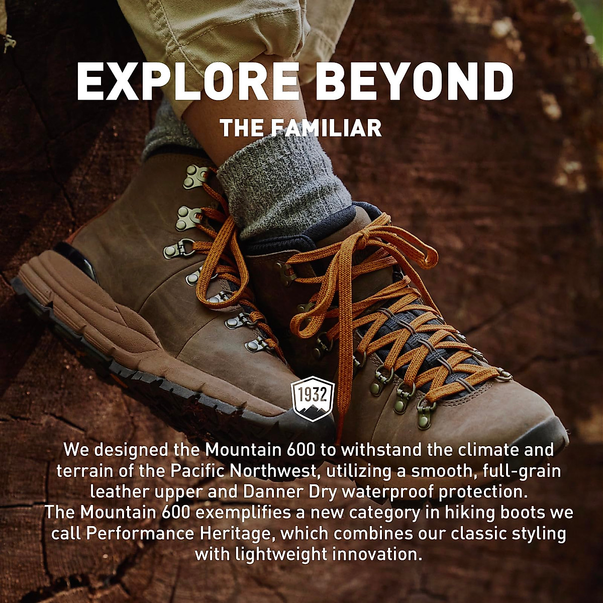 Danner Mountain 600 Hiking Boots for Women - Waterproof, Durable Suede Upper, Breathable Lining, Triple-Density Footbed & Vibram Traction Outsole, Java/Bossa Nova - 8 M